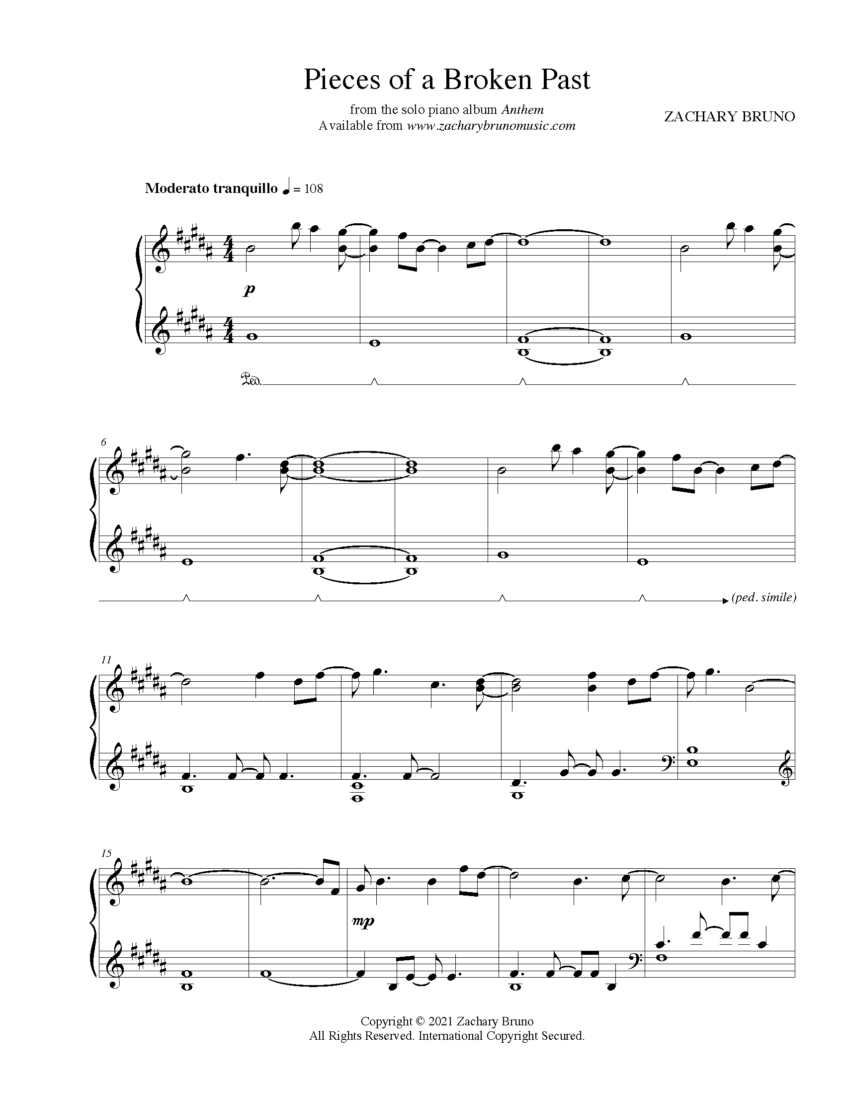 pieces of a broken past (Digital Sheet Music) – zacharybruno